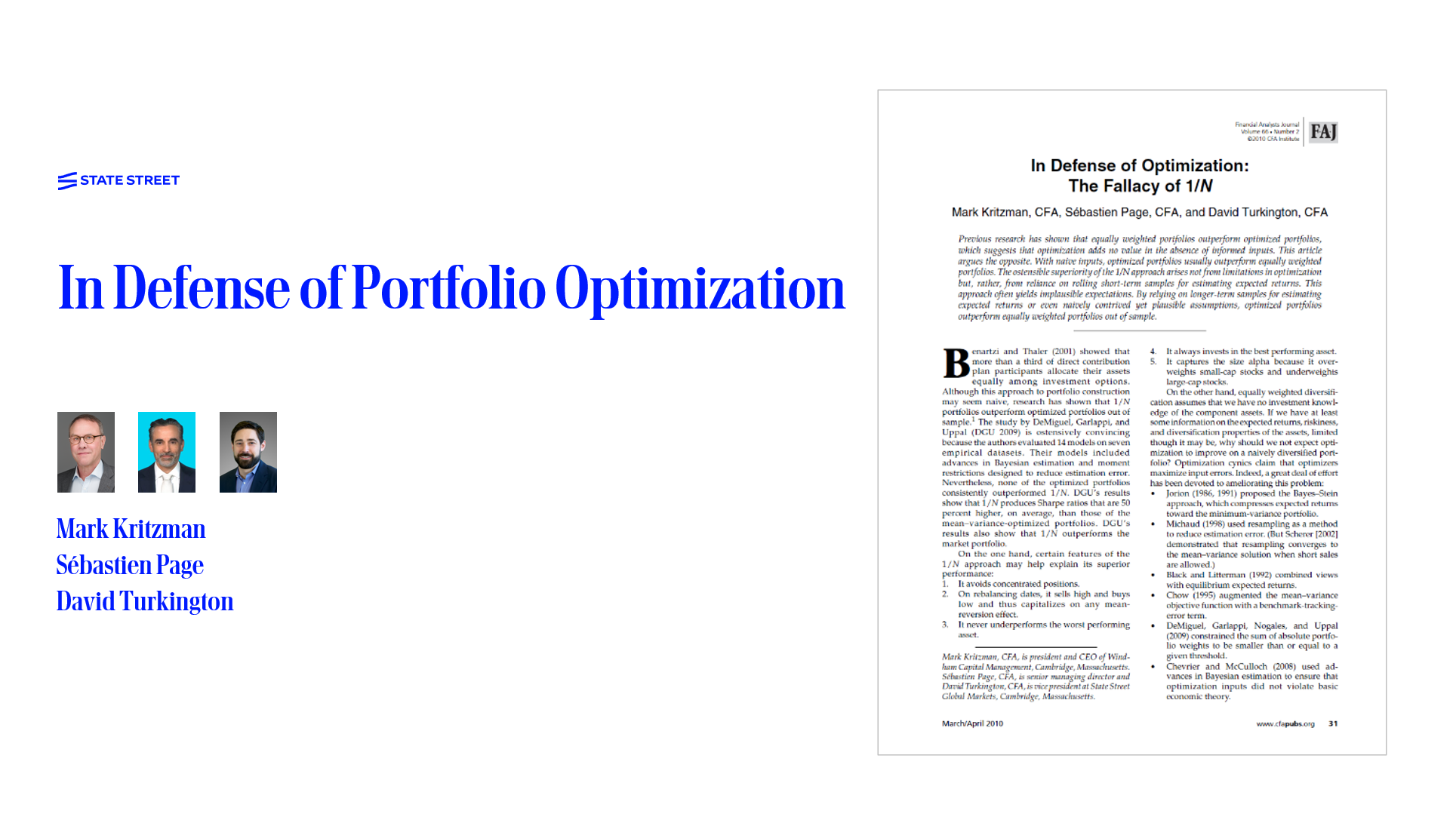 Insights | Research from State Street Markets | In Defense of Optimization